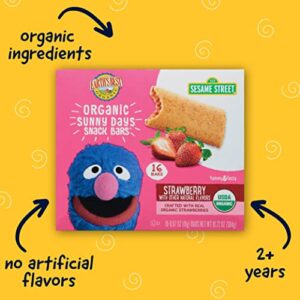 Earth's Best Organic Kids Snacks, Sesame Street Toddler Snacks, Organic Sunny Days Snack Bars for Toddlers 2 Years and Older, Strawberry with Other Natural Flavors, 16 Bars per Box (Pack of 6)