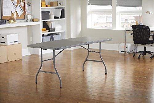 COSCO 6 ft. Fold-in-Half Banquet Table w/Handle, Gray