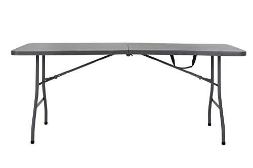 COSCO 6 ft. Fold-in-Half Banquet Table w/Handle, Gray