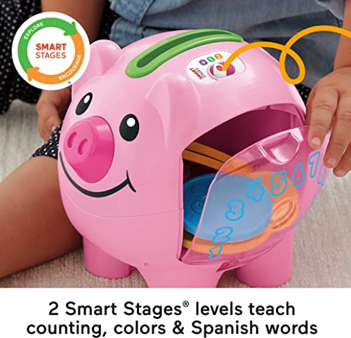 Fisher-Price Laugh & Learn Baby Learning Toy Smart Stages Piggy Bank With Songs Sounds And Phrases For Infant To Toddler Play [Amazon Exclusive]