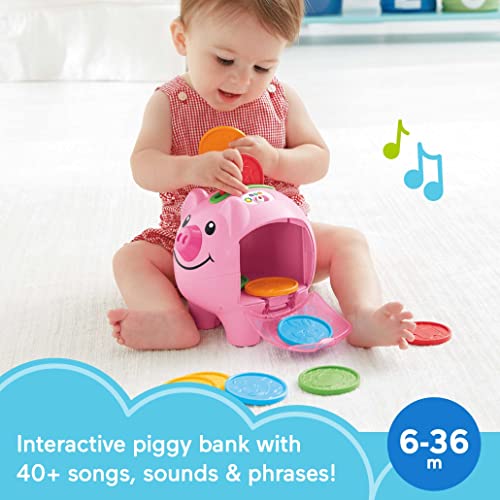 Fisher-Price Laugh & Learn Baby Learning Toy Smart Stages Piggy Bank With Songs Sounds And Phrases For Infant To Toddler Play [Amazon Exclusive]