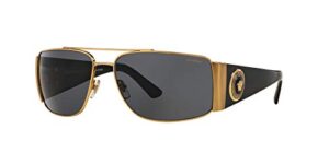 versace man sunglasses gold frame, dark grey – polar lenses, 63mm