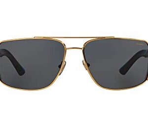 Versace Man Sunglasses Gold Frame, Dark Grey - Polar Lenses, 63MM