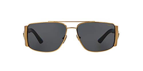 Versace Man Sunglasses Gold Frame, Dark Grey - Polar Lenses, 63MM