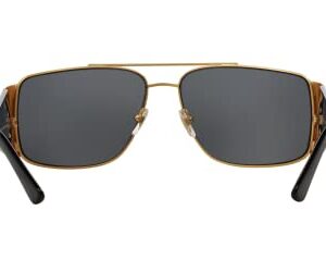 Versace Man Sunglasses Gold Frame, Dark Grey - Polar Lenses, 63MM