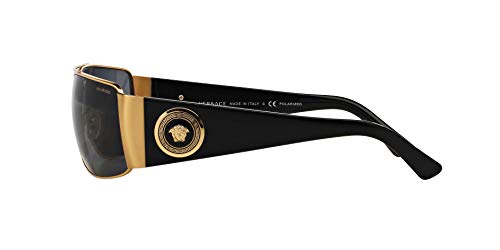 Versace Man Sunglasses Gold Frame, Dark Grey - Polar Lenses, 63MM