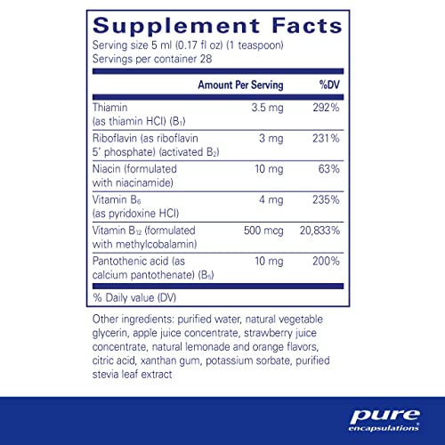 Pure Encapsulations B-Complex Liquid | B Vitamins to Support Energy, Nervous System, Memory, Cellular, and Cardiovascular Health* | 4.73 fl. oz.