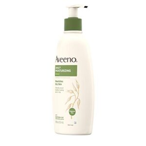 Aveeno Daily Moisturizing Body Lotion with Soothing Oat and Rich Emollients to Nourish Dry Skin, Gentle & Fragrance-Free Lotion is Non-Greasy & Non-Comedogenic, 18 fl. oz