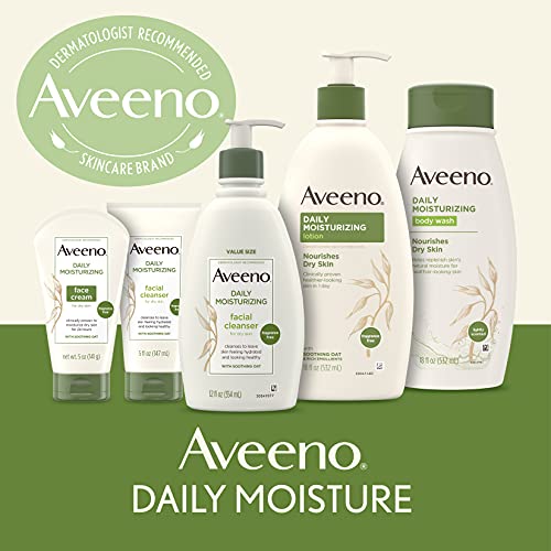 Aveeno Daily Moisturizing Body Lotion with Soothing Oat and Rich Emollients to Nourish Dry Skin, Gentle & Fragrance-Free Lotion is Non-Greasy & Non-Comedogenic, 18 fl. oz