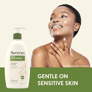 Aveeno Daily Moisturizing Body Lotion with Soothing Oat and Rich Emollients to Nourish Dry Skin, Gentle & Fragrance-Free Lotion is Non-Greasy & Non-Comedogenic, 18 fl. oz