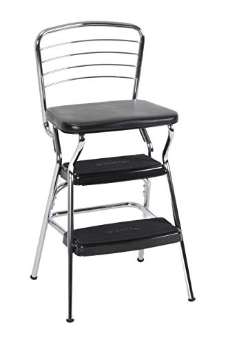 COSCO 11140CBB1E Stylaire Chair and Step Stool, Black