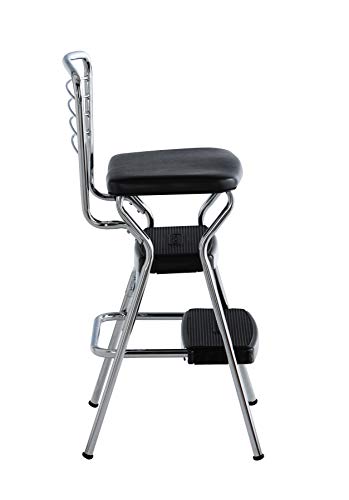 COSCO 11140CBB1E Stylaire Chair and Step Stool, Black