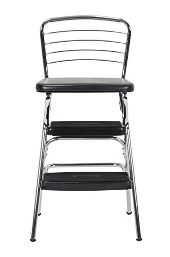 COSCO 11140CBB1E Stylaire Chair and Step Stool, Black