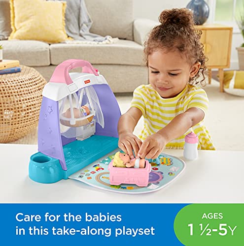 Fisher-Price Little People Cuddle & Play Nursery, portable nursery play set for toddlers and preschool kids up to age 5