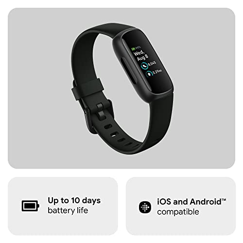 Fitbit Inspire 3 Health & Fitness Tracker with Stress Management, Workout Intensity, Sleep Tracking, 24/7 Heart Rate and more, Midnight Zen/Black One Size (S & L Bands Included)