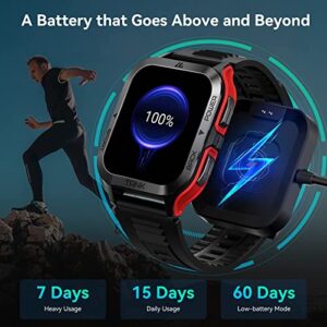 AMAZTIM Smart Watch, 60 Days Extra-Long Battery, 50M Waterproof, Rugged Military Bluetooth Call(Answer/Dial Calls) Fitness Tracker, 1.85" Ultra Large HD Display, AI Voice Assistant 24H Sleep Monitor