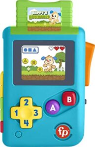 fisher-price laugh & learn baby & toddler toy lil’ gamer pretend video game with lights & learning songs for ages 6+ months