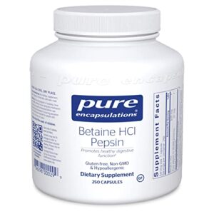 pure encapsulations betaine hcl pepsin | digestive enzyme supplement for digestive aid and support, stomach acid, and nutrient absorption* | 250 capsules