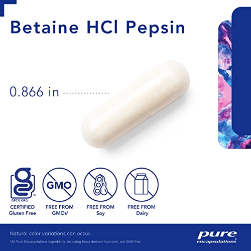 Pure Encapsulations Betaine HCl Pepsin | Digestive Enzyme Supplement for Digestive Aid and Support, Stomach Acid, and Nutrient Absorption* | 250 Capsules