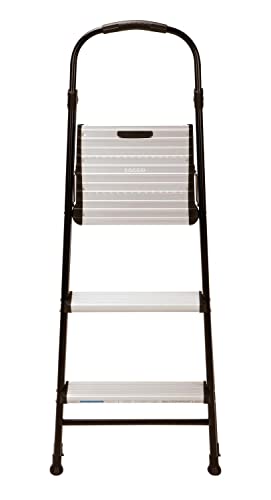 COSCO 11425ABK1E Folding Step Stool with Rubber Hand Grip, 8 Ft. 10 in. Max Reach, ANSI Type 1, 250 lb Weight Capacity, 3, Black