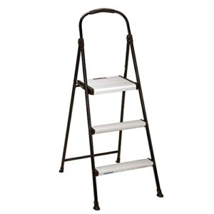 COSCO 11425ABK1E Folding Step Stool with Rubber Hand Grip, 8 Ft. 10 in. Max Reach, ANSI Type 1, 250 lb Weight Capacity, 3, Black