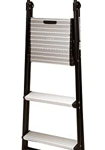 COSCO 11425ABK1E Folding Step Stool with Rubber Hand Grip, 8 Ft. 10 in. Max Reach, ANSI Type 1, 250 lb Weight Capacity, 3, Black