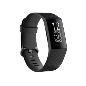 fitbit charge 4 fitness and activity tracker with built-in gps, heart rate, sleep & swim tracking, black/black, one size (s &l bands included)