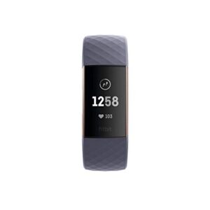 Fitbit Charge 3 Fitness Activity Tracker, Rose Gold/Blue Grey, One Size (S & L Bands Included) (Renewed)