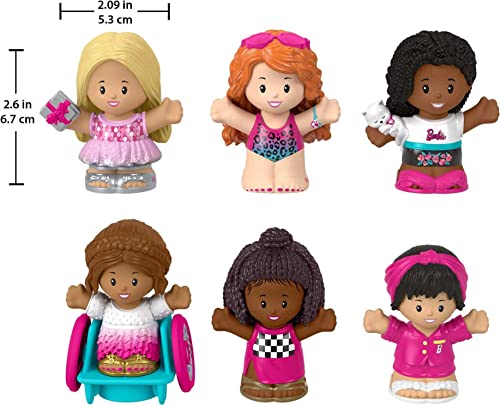 Fisher-Price Little People Barbie Toddler Toys Figure 6 Pack For Preschool Pretend Play Ages 18+ Months