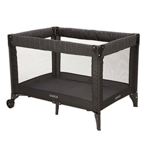 cosco funsport compact portable playard, lightweight, easy set up, foldable baby playpen with carry bag, black arrows