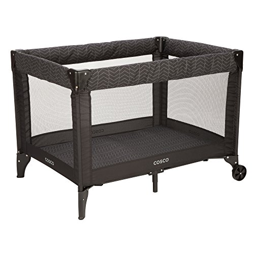 Cosco Funsport Compact Portable Playard, Lightweight, Easy Set up, Foldable Baby Playpen with Carry Bag, Black Arrows