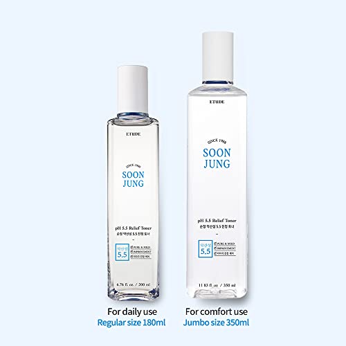 ETUDE HOUSE Soonjung pH5.5 Relief Toner 200ml (New Version) | Skin Care Solution | Low PH Toner for Sensitive Skin | Non-Comedogenic, Hypoallergenic & Fragrance Free Moisturizer for Face