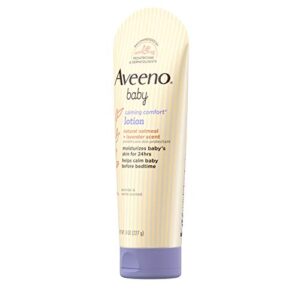 Aveeno Baby Calming Comfort Moisturizing Lotion with Relaxing Lavender & Vanilla Scents, Non-Greasy Body Lotion with Natural Oatmeal & Dimethicone, Paraben- & Phthalate-Free, 8 fl. oz