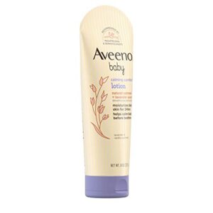 Aveeno Baby Calming Comfort Moisturizing Lotion with Relaxing Lavender & Vanilla Scents, Non-Greasy Body Lotion with Natural Oatmeal & Dimethicone, Paraben- & Phthalate-Free, 8 fl. oz