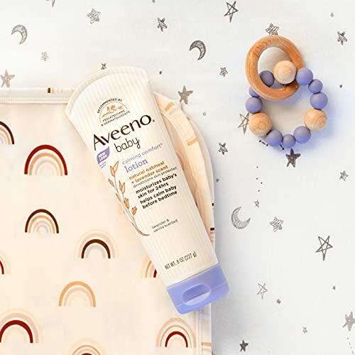 Aveeno Baby Calming Comfort Moisturizing Lotion with Relaxing Lavender & Vanilla Scents, Non-Greasy Body Lotion with Natural Oatmeal & Dimethicone, Paraben- & Phthalate-Free, 8 fl. oz