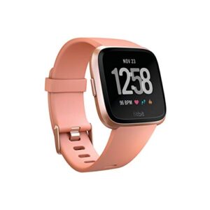 fitbit versa smart watch, peach/rose gold aluminium, one size (s & l bands included) – (renewed)