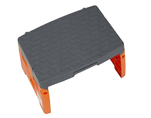 COSCO 1 Step Molded Folding Step Stool, Type 1A, Black, Orange, and Gray