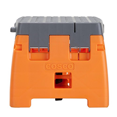 COSCO 1 Step Molded Folding Step Stool, Type 1A, Black, Orange, and Gray