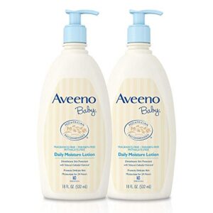 aveeno baby daily moisture lotion with oatmeal & dimethicone, fragrance-free, 18 fl. oz, twin pack