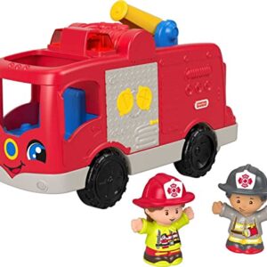 Fisher-Price Little People Musical Toddler Toy Helping Others Fire Truck With Lights Sounds & 2 Figures For Ages 1+ Years