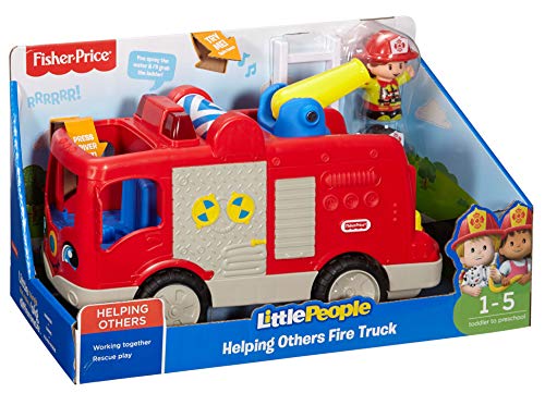 Fisher-Price Little People Musical Toddler Toy Helping Others Fire Truck With Lights Sounds & 2 Figures For Ages 1+ Years