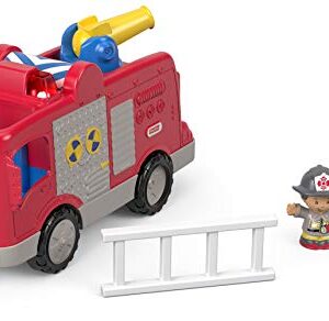 Fisher-Price Little People Musical Toddler Toy Helping Others Fire Truck With Lights Sounds & 2 Figures For Ages 1+ Years