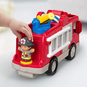 Fisher-Price Little People Musical Toddler Toy Helping Others Fire Truck With Lights Sounds & 2 Figures For Ages 1+ Years