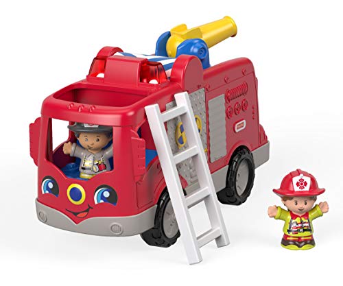 Fisher-Price Little People Musical Toddler Toy Helping Others Fire Truck With Lights Sounds & 2 Figures For Ages 1+ Years