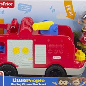 Fisher-Price Little People Musical Toddler Toy Helping Others Fire Truck With Lights Sounds & 2 Figures For Ages 1+ Years