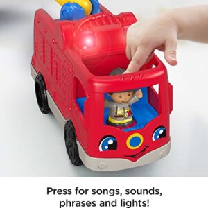 Fisher-Price Little People Musical Toddler Toy Helping Others Fire Truck With Lights Sounds & 2 Figures For Ages 1+ Years