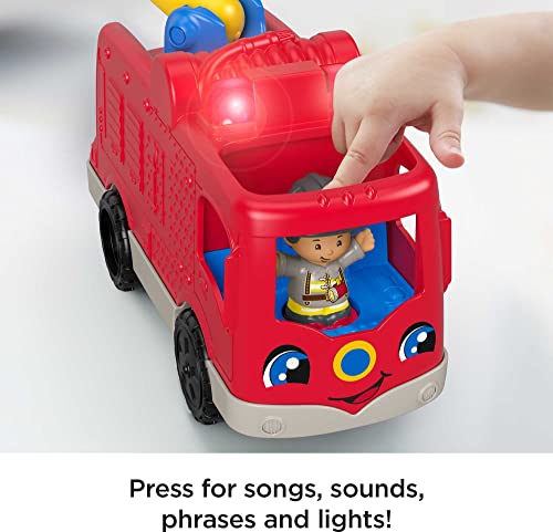 Fisher-Price Little People Musical Toddler Toy Helping Others Fire Truck With Lights Sounds & 2 Figures For Ages 1+ Years