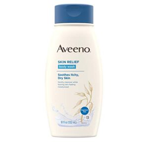 Aveeno Skin Relief Fragrance-Free Moisturizing Daily Body Wash, 18 oz & Skin Relief Fragrance-Free Moisturizing Body Lotion for Sensitive Skin, 18 oz