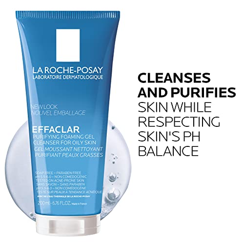 La Roche-Posay Effaclar Purifying Foaming Gel Cleanser for Oily Skin, Daily Face Wash to Remove Excess Oil and Impurities, Oil Free and Soap Free