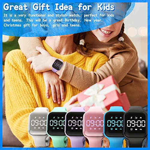 Kids Led Fitness Tracker Watch, Non-Bluetooth Digital Pedometer Wristwatch, Waterproof, 12/24 H, Stopwatch, Calendar, for Children Girls Boys Teens (Black)